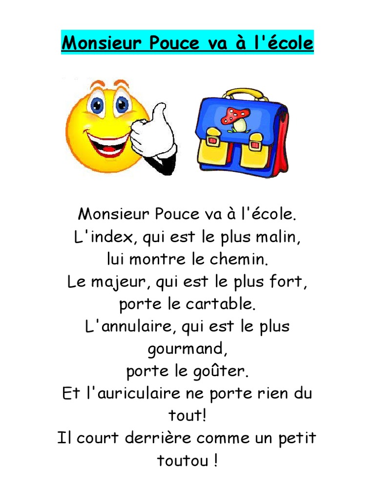 Monsieur Pouce Va À L'école | PDF