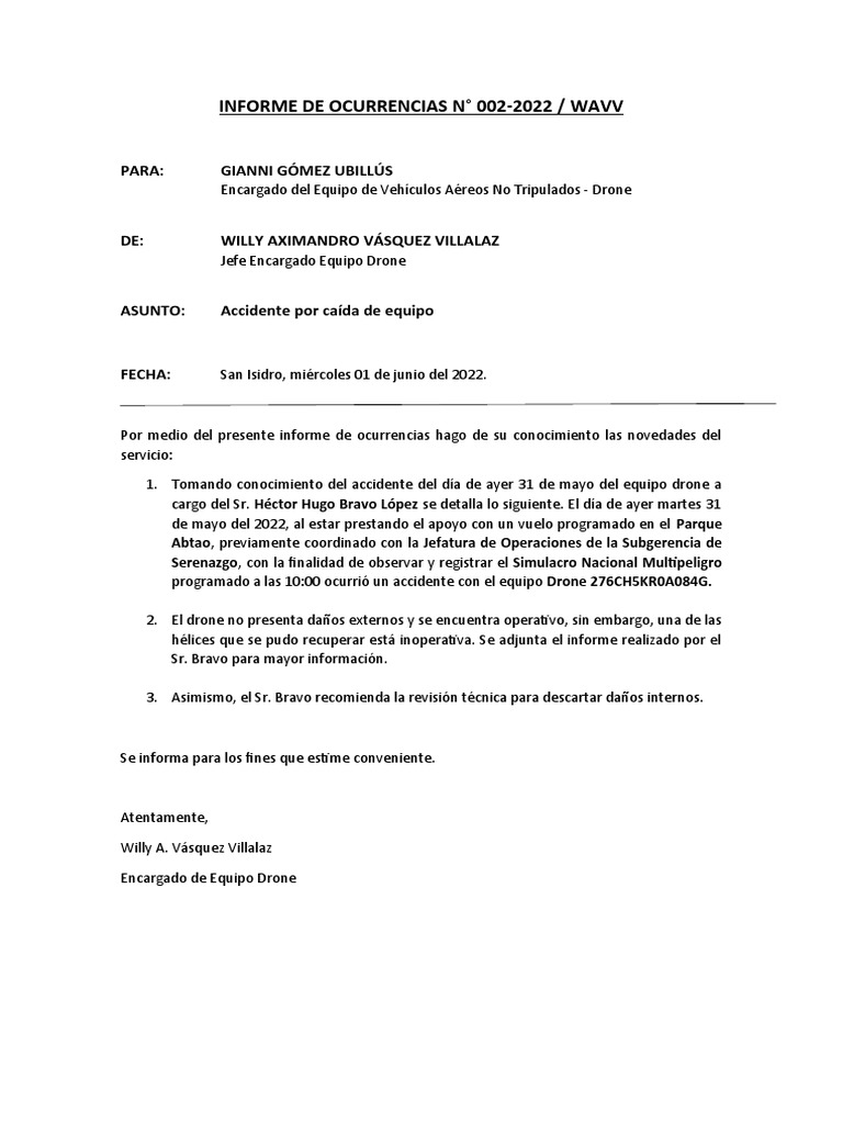 Informe de Ocurrencias Wavv | PDF | Negocios