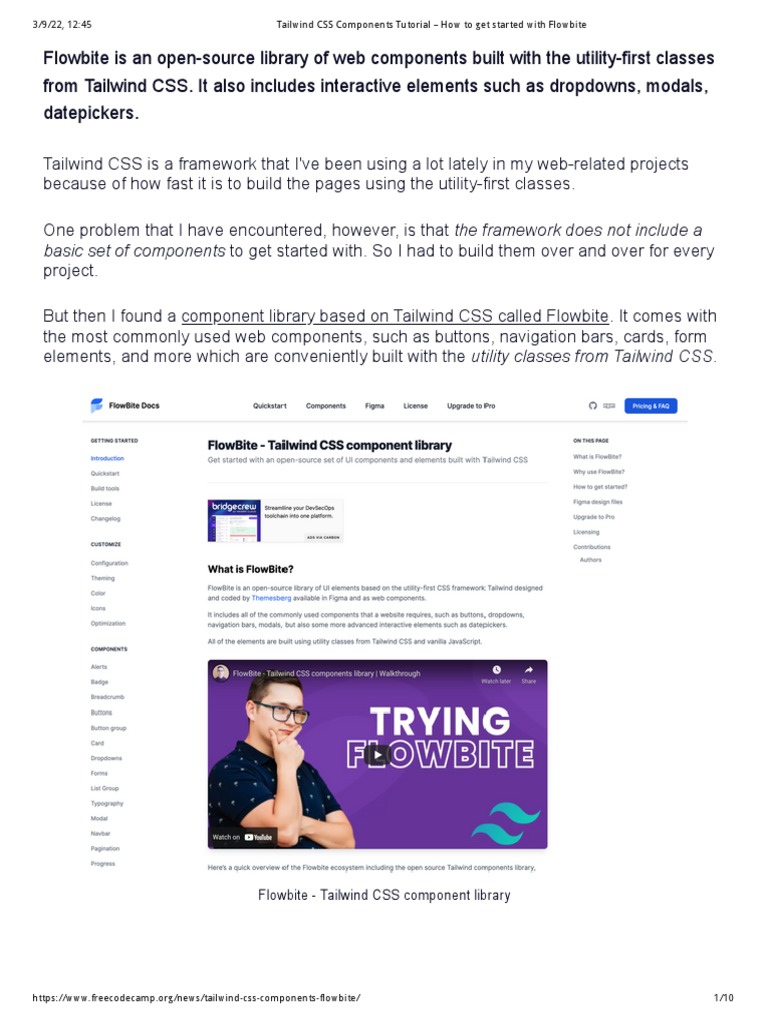 Tailwind CSS Components Tutorial - How To Get Started With Flowbite | PDF | World Wide Web ...