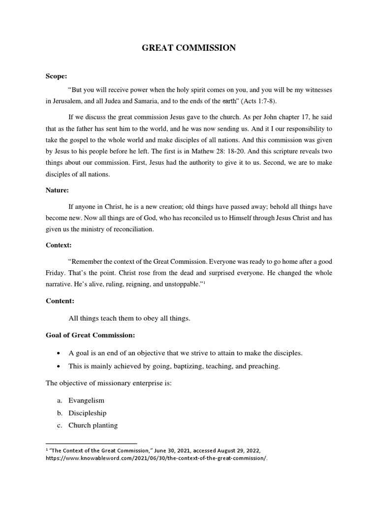 Great Commission | PDF | Disciple (Christianity) | Jesus
