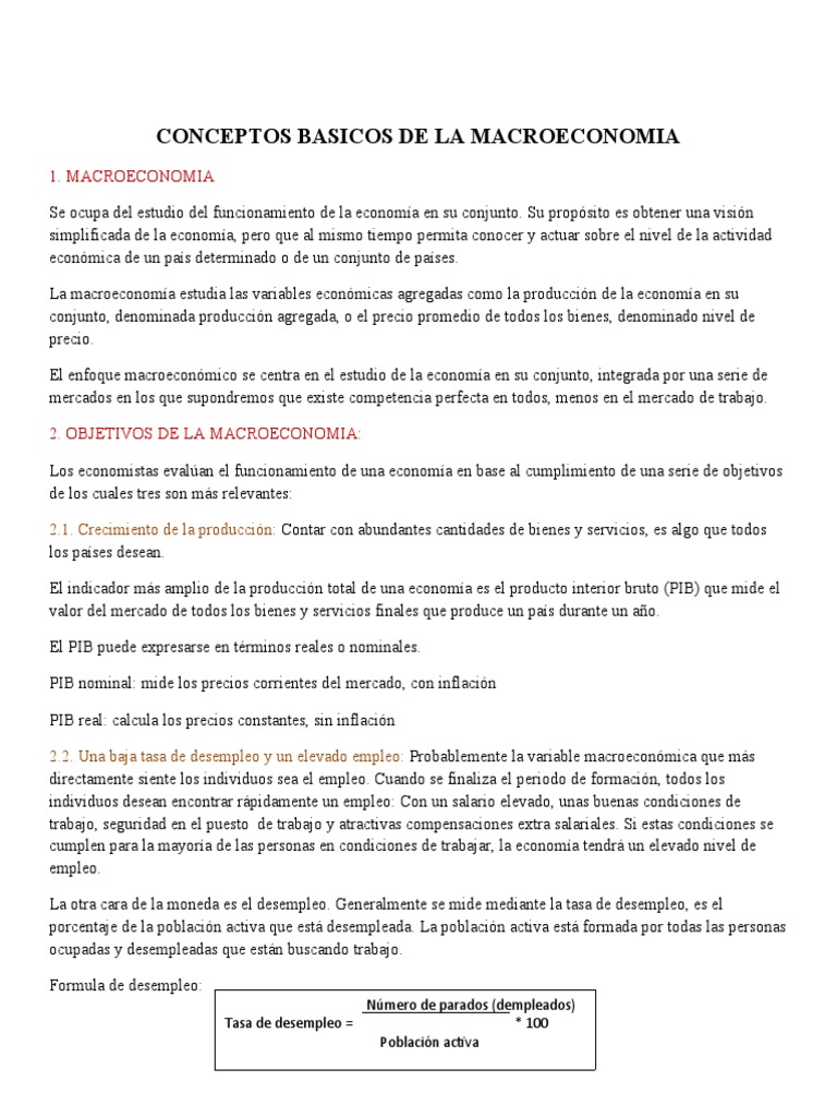 Conceptos Basicos de La Macroeconomia | PDF | Producto Interno Bruto | Inflación