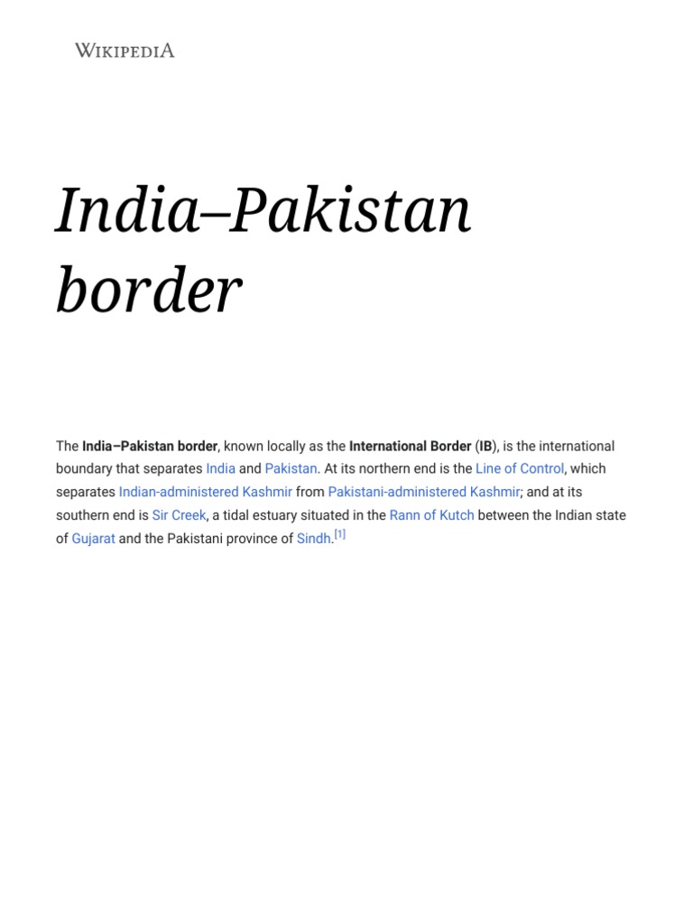 India-Pakistan Border Overview | PDF | Government Of Pakistan | Pakistan