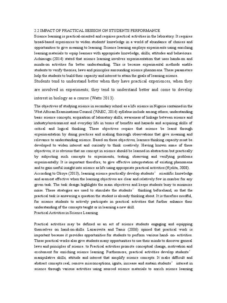 IMPACT OF PRACTICAL SESSIONS | PDF | Learning | Science