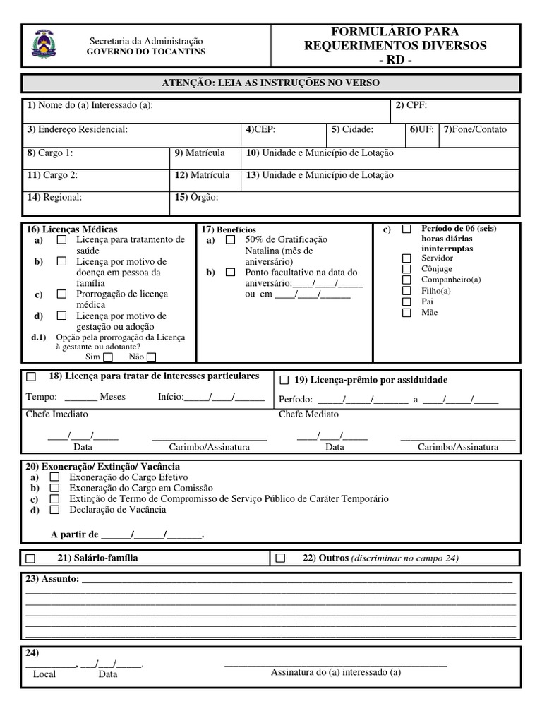 Requerimentos Diversos - RD | PDF