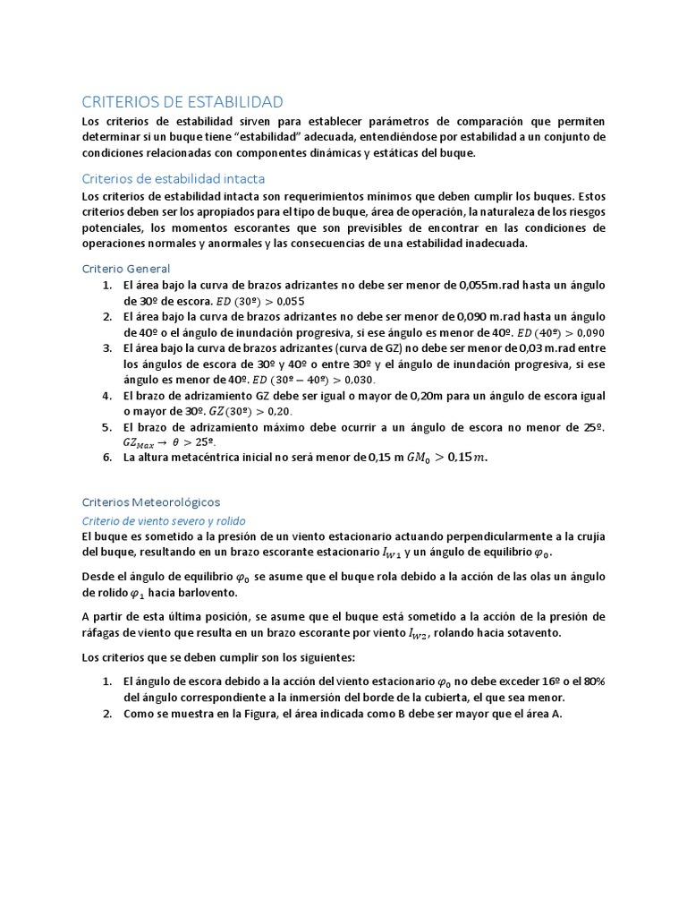 Criterios de Estabilidad de Buques | PDF | Herida | Barlovento y sotavento