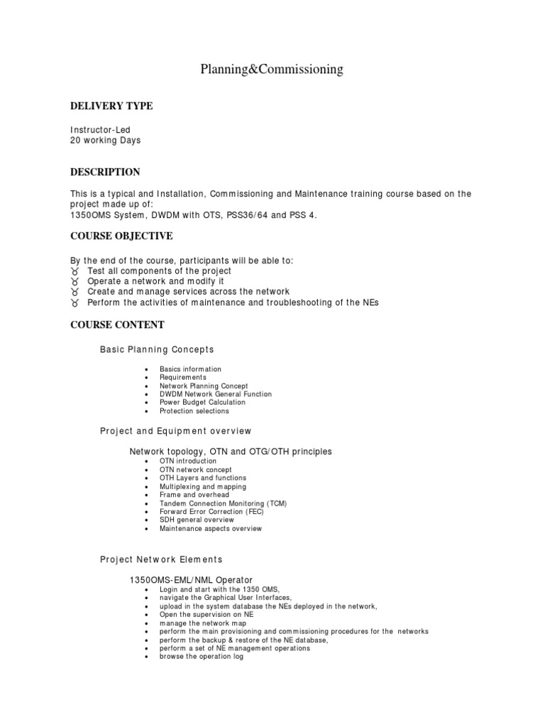 Planning, Commissioning and Maintenance | PDF | Computer Network | Data ...