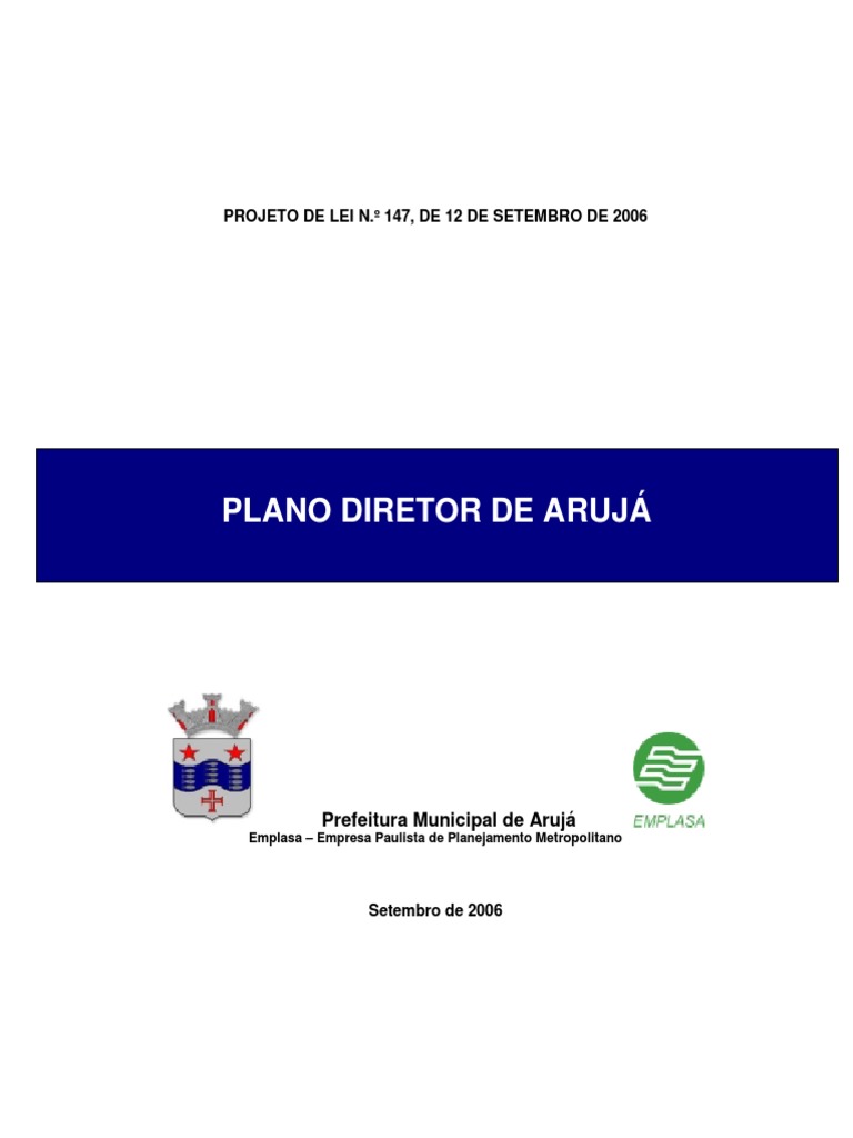 Projeto de Lei 147: Plano Diretor Arujá | PDF | Planejamento urbano ...