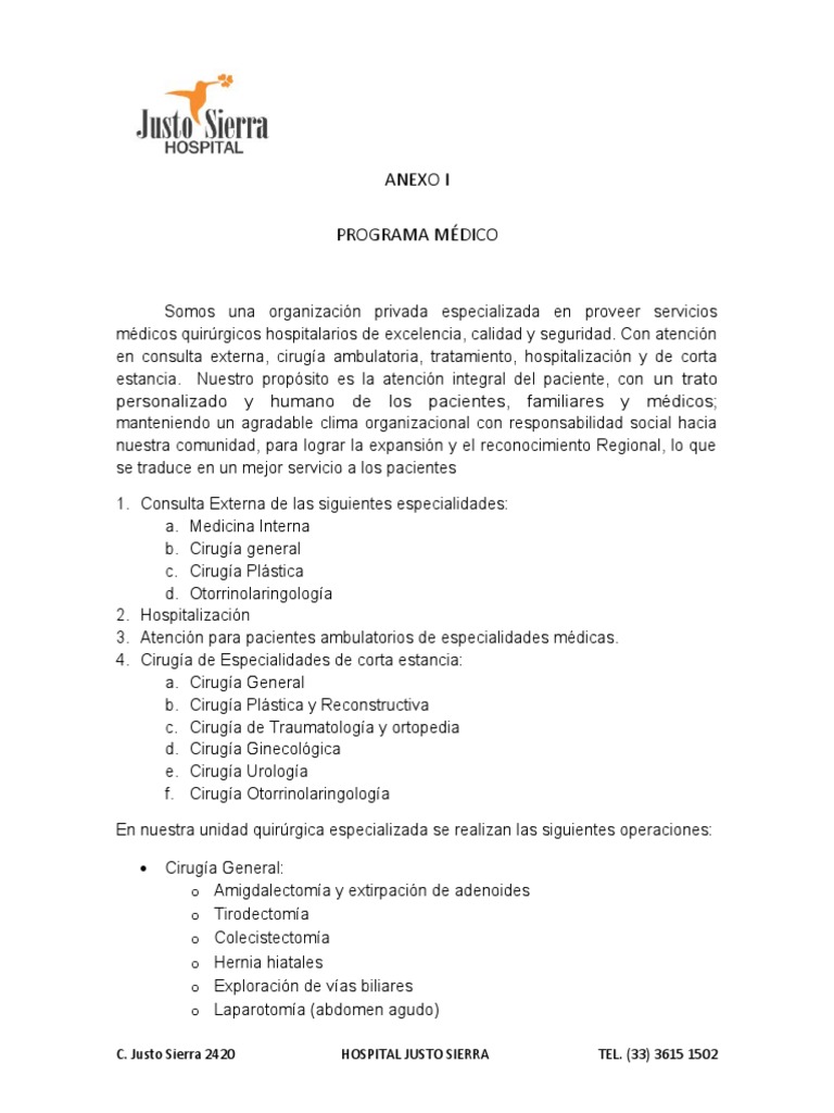 Programa Medico Justo Sierra | PDF | Cirugía | Hospital
