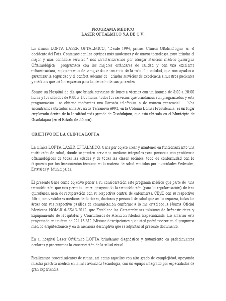Programa Medico Lofta | PDF | Ojo humano | Glaucoma