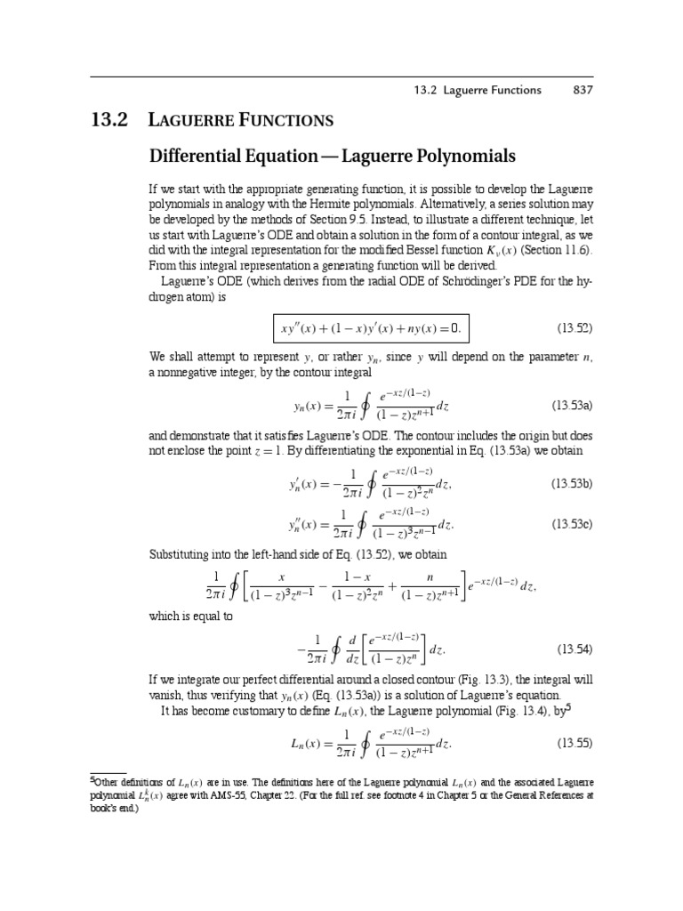 Laguerre Equation and Its Solution | PDF | Equations | Ordinary ...