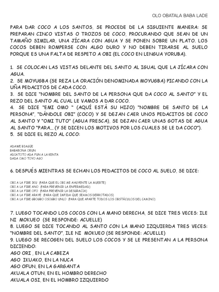 Para Dar Coco A Los Santos | PDF | Santeria