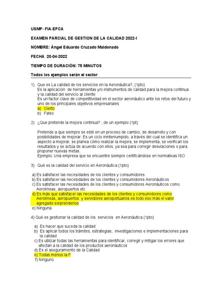 EP GCSA 2022 - I Eduardo Cruzado | PDF | Calidad (comercial) | Gestión de recursos humanos