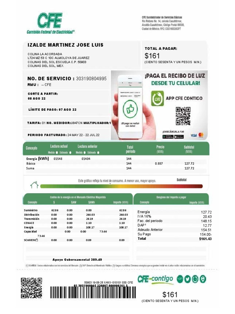 Recibo de Luz Editable | Descargar gratis PDF | Energia electrica | Poder (Física)