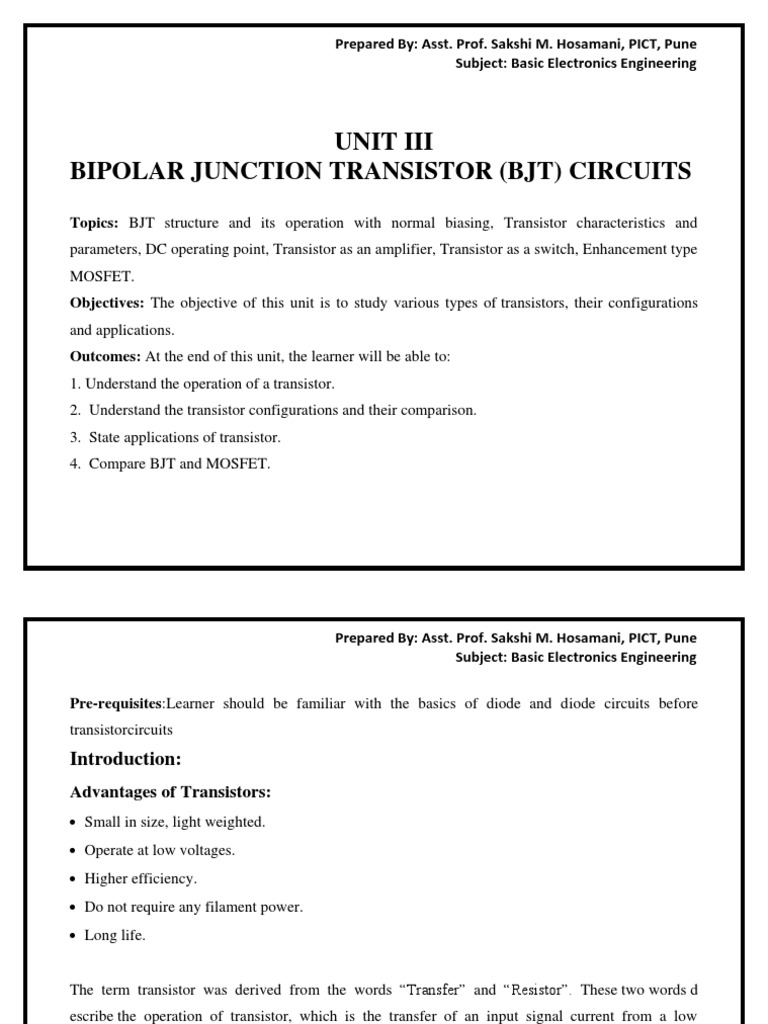 U-3 BJT | PDF | Bipolar Junction Transistor | Amplifier