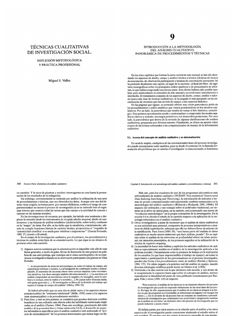 Valles, M. (1997) Cap. 9 | PDF