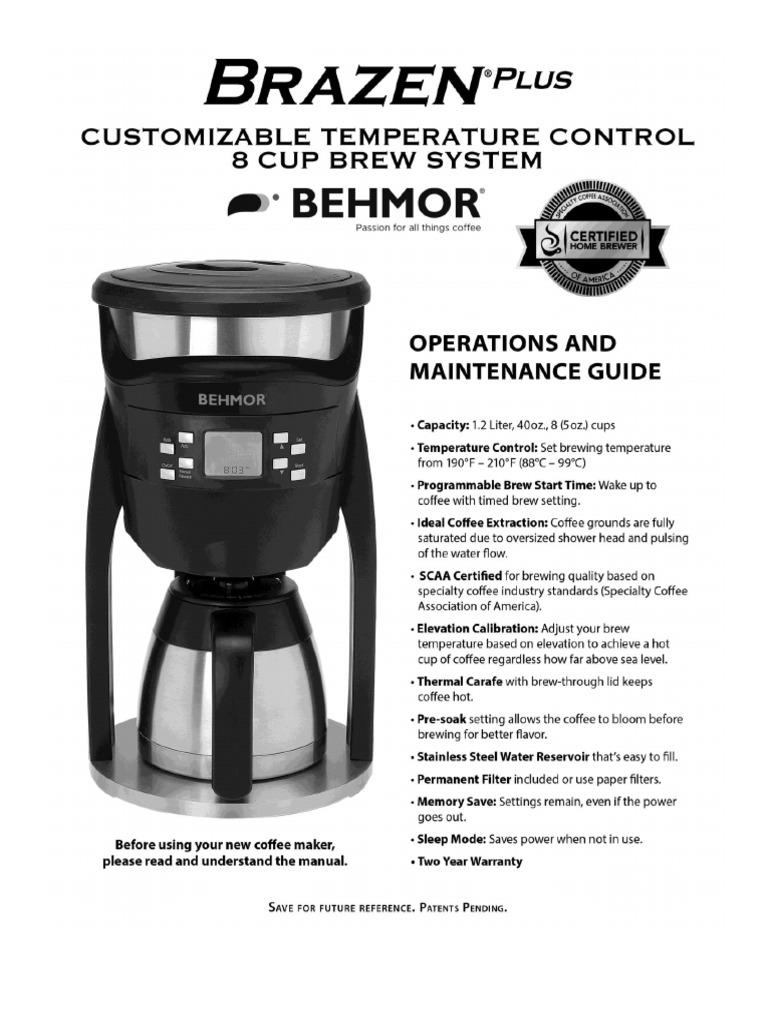 Brazen Plus Manual 3-19-15 | PDF | Coffee | Brewing