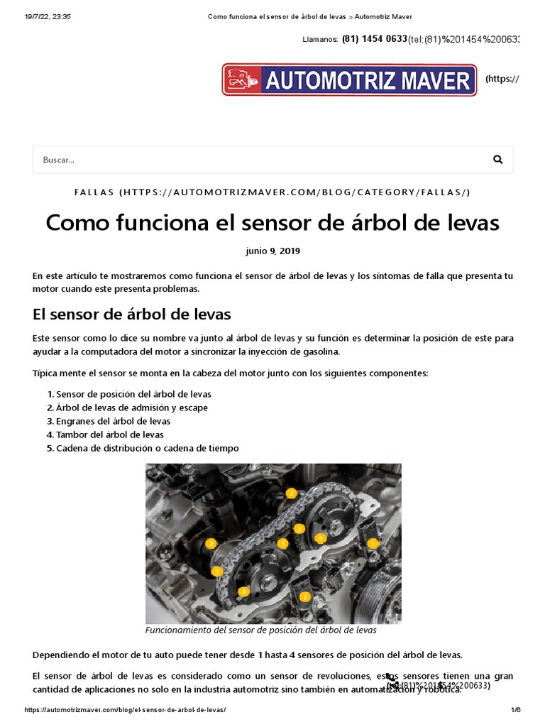 Como Funciona El Sensor de Árbol de Levas Automotriz Maver | PDF ...