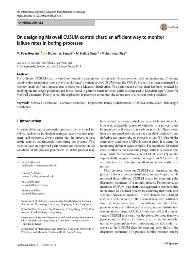 On Designing Maxwell CUSUM Control Chart: An Efficient Way To Monitor ... On Designing Maxwell CUSUM Control Chart: An Efficient Way To Monitor ...
