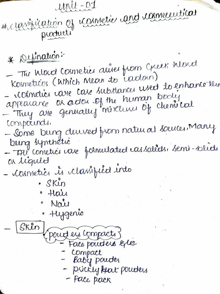 Unit 1 Cosmetic Science B Pharm | PDF