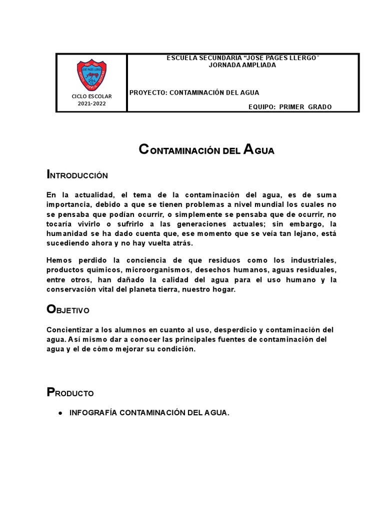 Proyecto Contaminación Del Agua | PDF