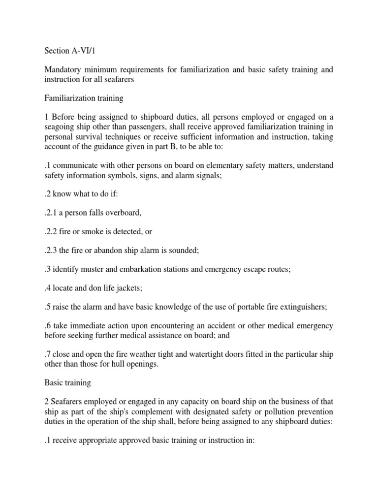 STCW Section A-Vi.1 | PDF | Firefighting | Fires
