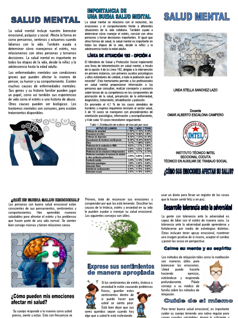 Folleto Salud Mental | PDF | Salud mental | Las emociones