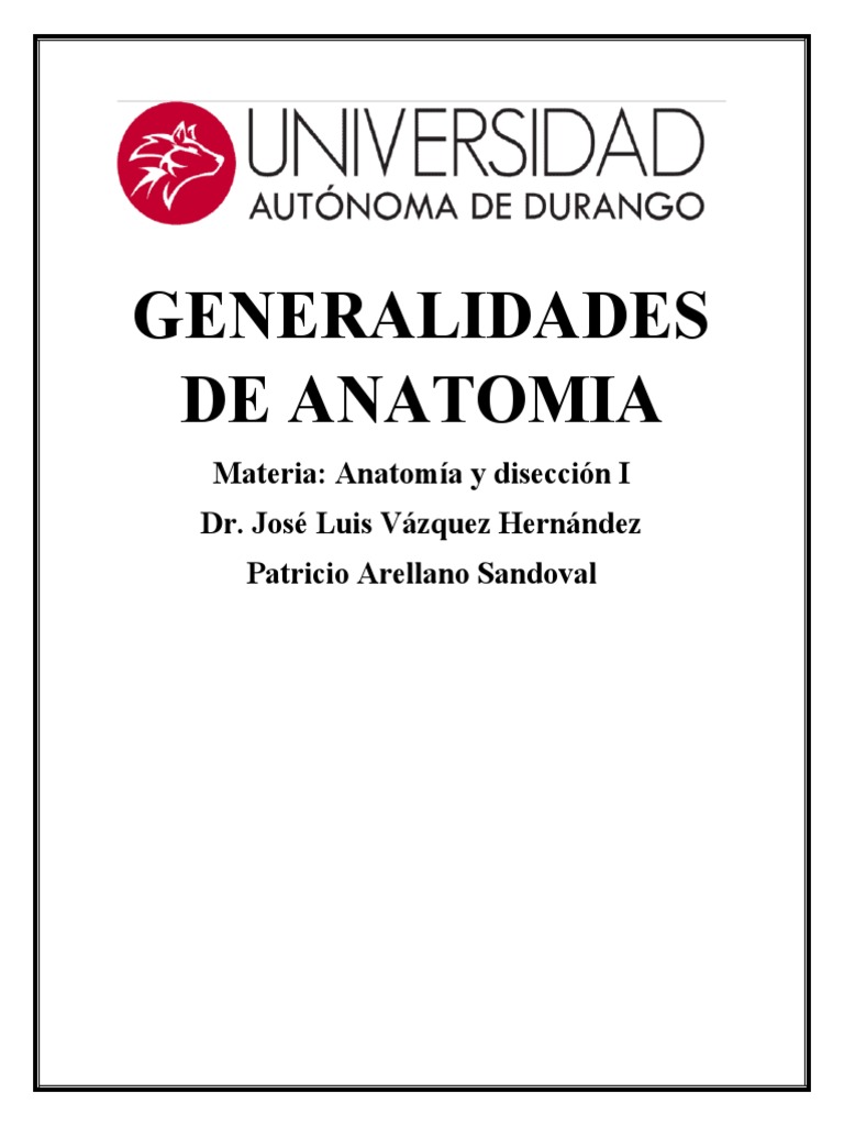 Generalidades de Anatomia | PDF | Esqueleto | Anatomía