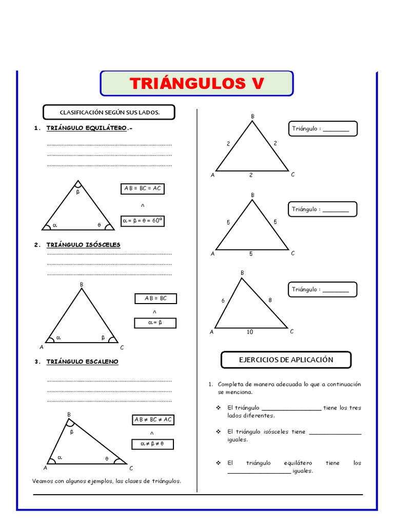 Ejercicios de Triángulos: Equiláteros, Isósceles y Escalenos | PDF ...