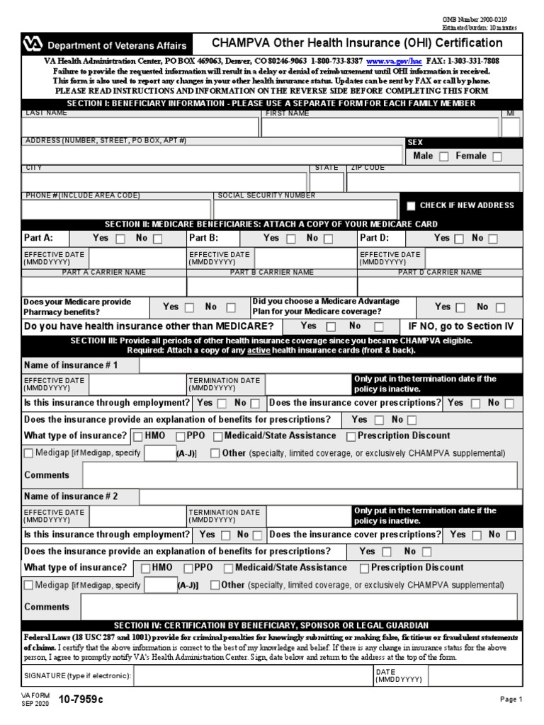 VA Form 10-7959c | PDF | Medicare (United States) | Veterans Health ...