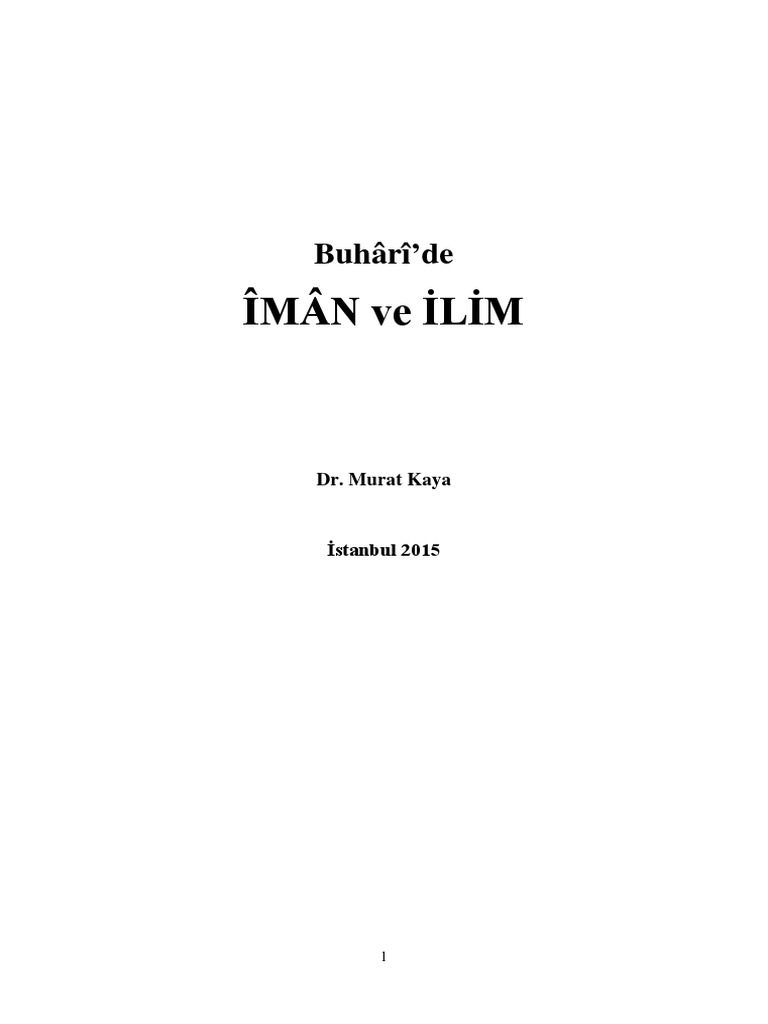 Buhârî'de Iman Ve Ilim - Murat Kaya | PDF
