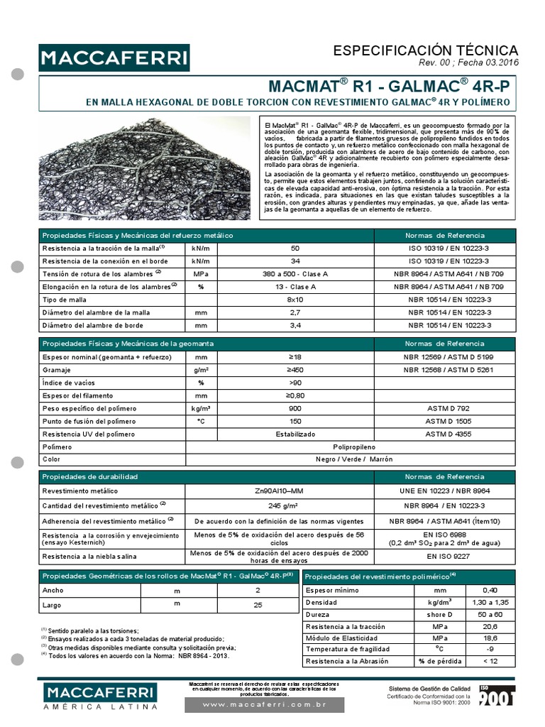 TDS - BR - MacMat - R.1 8x10-2.7mm G4R-P - RevMarSP | PDF | Acero | Materiales