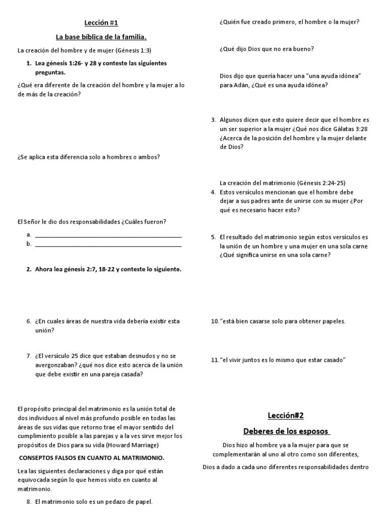 Lección de Matrimonio | PDF | Matrimonio | Libro del Génesis