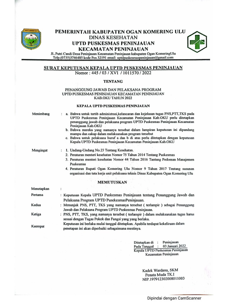 SK Pemegang Program | PDF