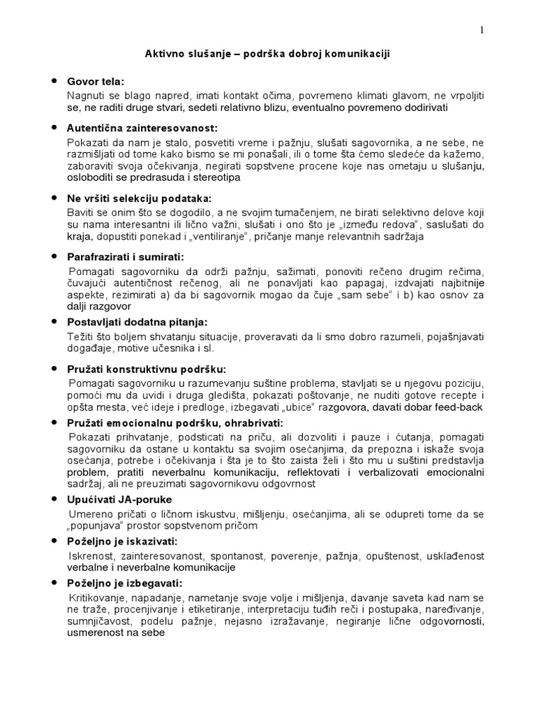 Aktivno I Ne - Slusanje | PDF