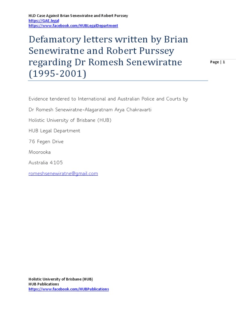 Framing Letters by Brian Senewiratne and Robert Purssey About Dr. Rom ...