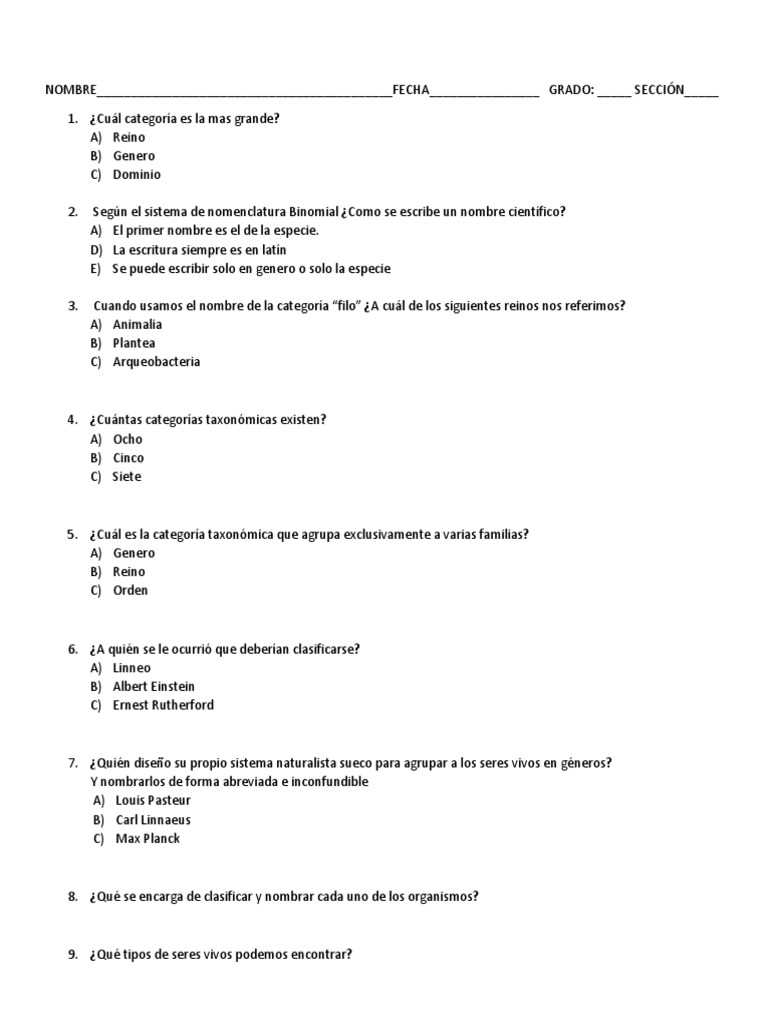 Cuestionario de Ciencia | PDF