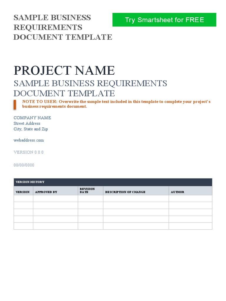 IC Sample Business Requirements Document Template 11238 WORD | PDF ...