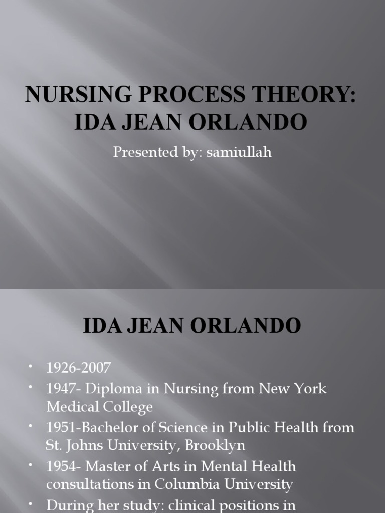 NursingProcessTheory-Ida Orlando | PDF | Nursing | Theory