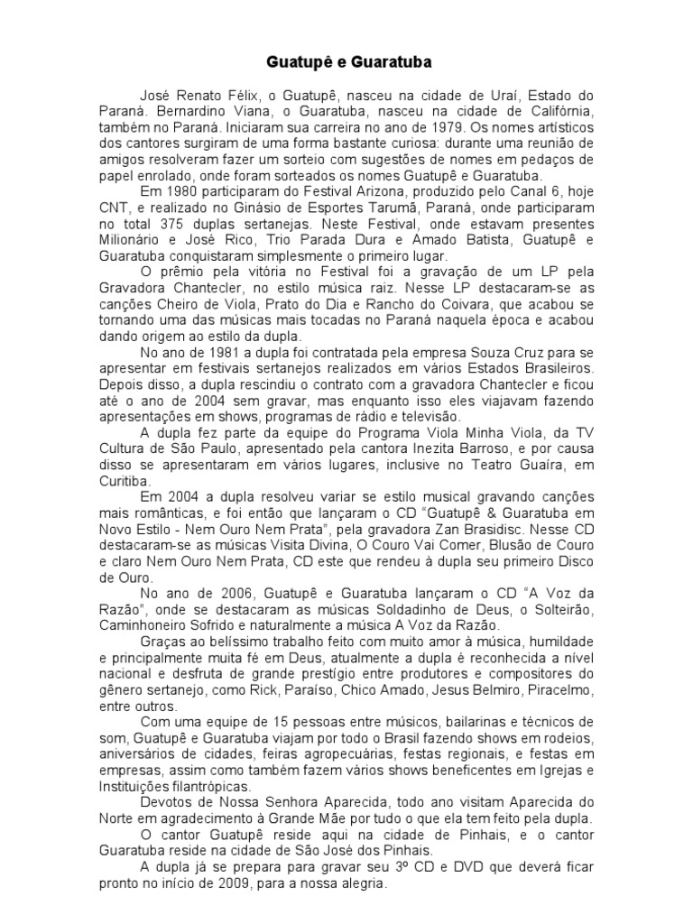 Guatupê e Guaratuba (06-12-2008) | PDF | Fé | Deus