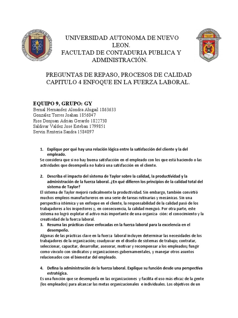 Preguntas Cap 4, Enfoque en La Fuerza Laboral | PDF | Motivación | Motivacional