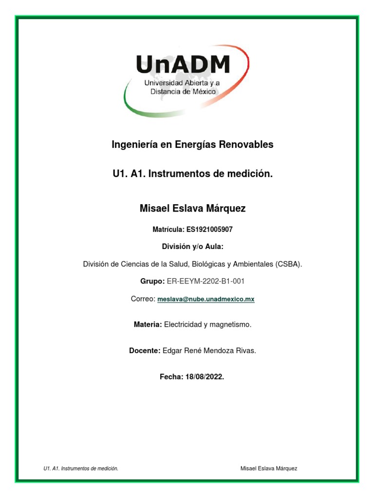 Eeym U3 A1 Miem | PDF | Medición | Exactitud y precisión