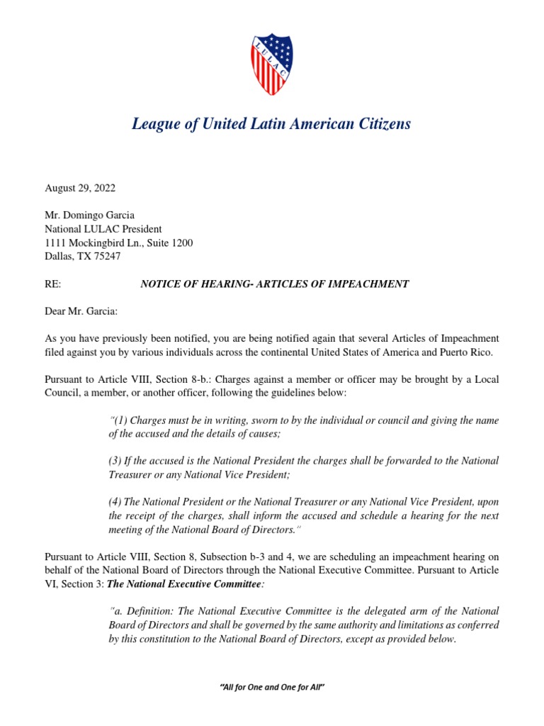 Notice of Hearing Impeachment Domingo Garcia | PDF | Impeachment ...