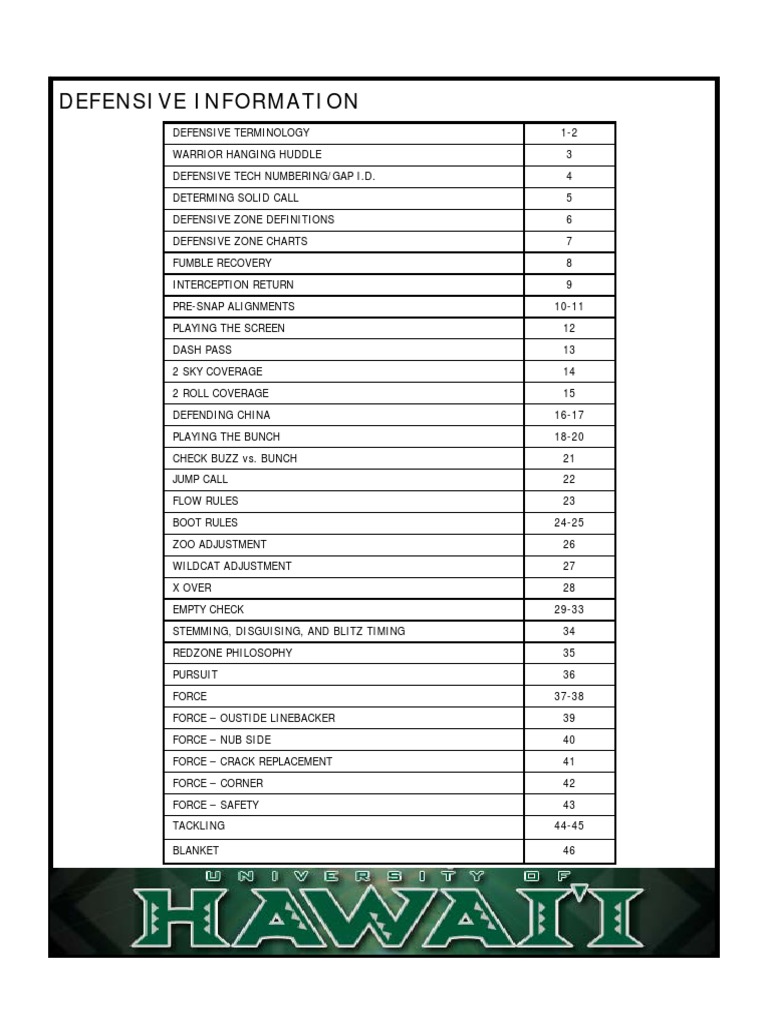 2010 Hawaii Install (Aranda) | PDF | Football Codes | Team Sports
