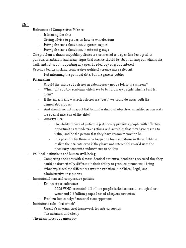Comparative Politics Notes | PDF | Democracy | Political Ideologies