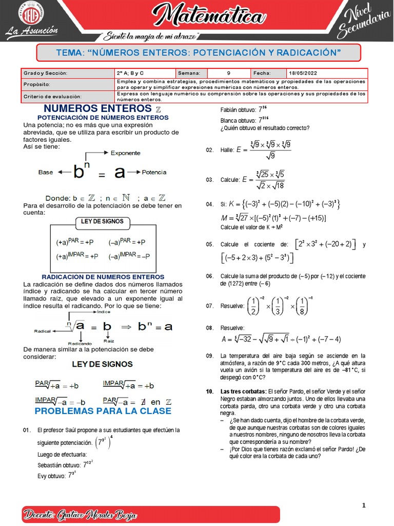 Semana 2 | PDF | Exponenciación | Multiplicación