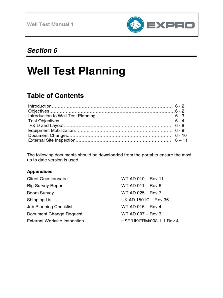 Section 6, Well Test Planning | PDF | Petroleum Reservoir