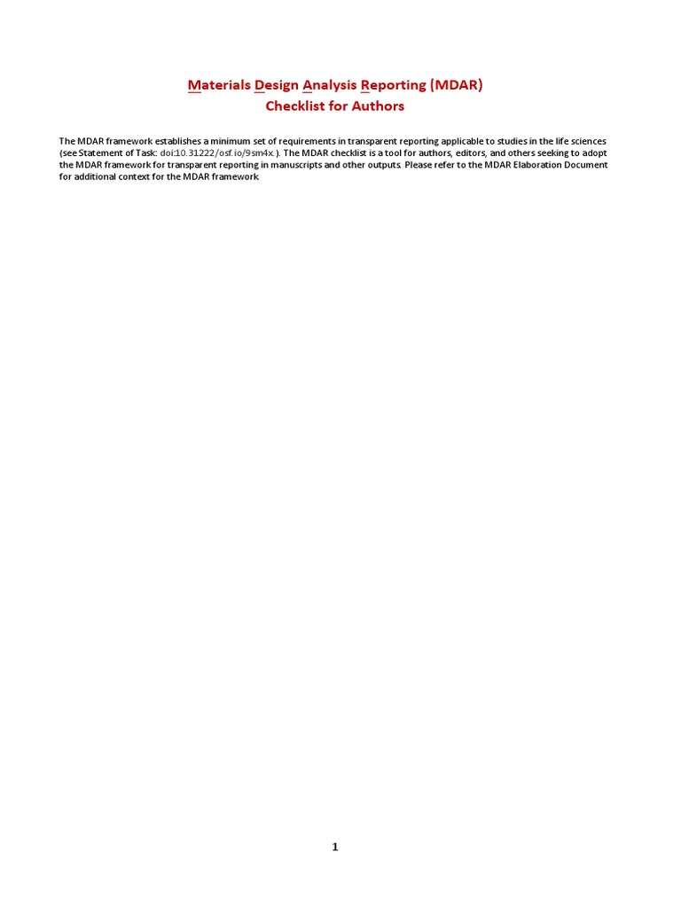 Science - Abp8202 Mdar Reproducibility Checklist | PDF | Institutional ...