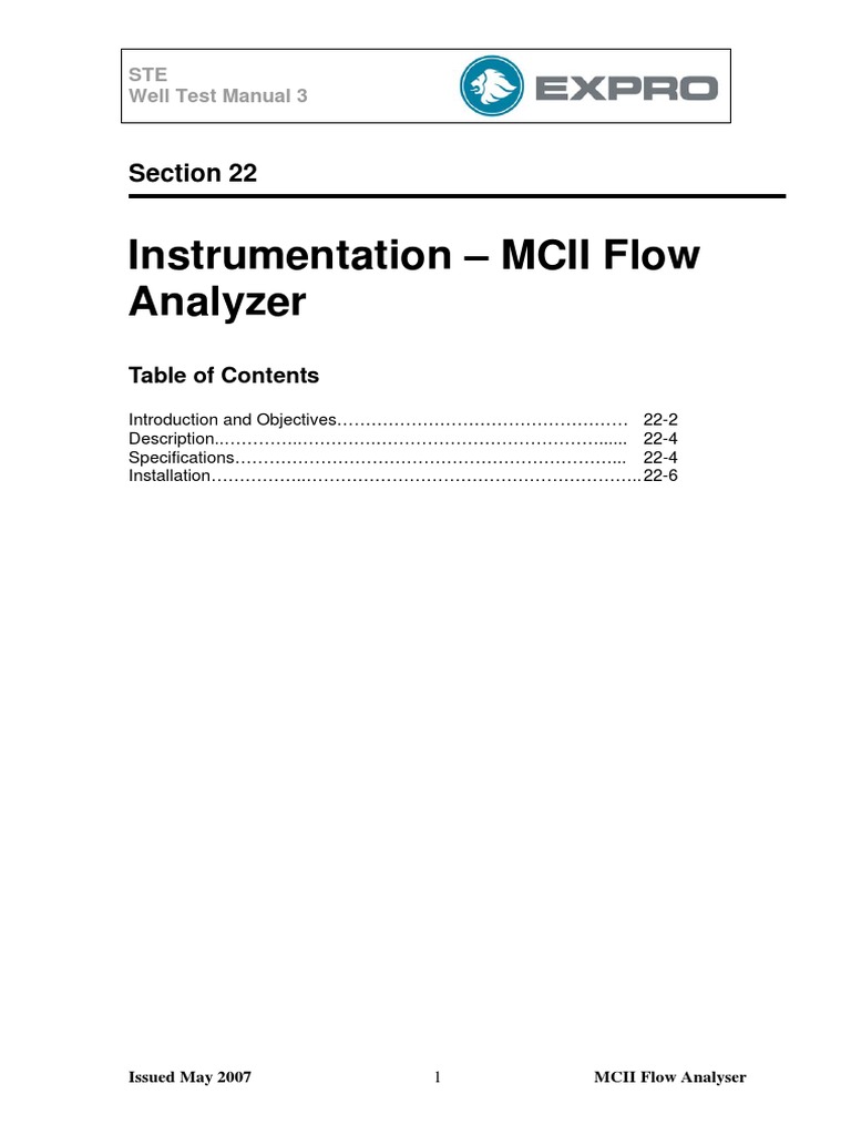 Section 22 - MCII Flow Analyser | PDF | Barrel (Unit) | Flow Measurement