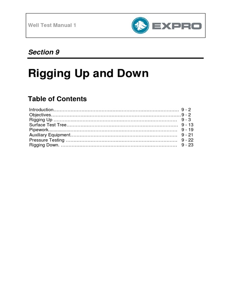 Section 9, Rigging Up and Down | PDF | Valve | Pipe (Fluid Conveyance)