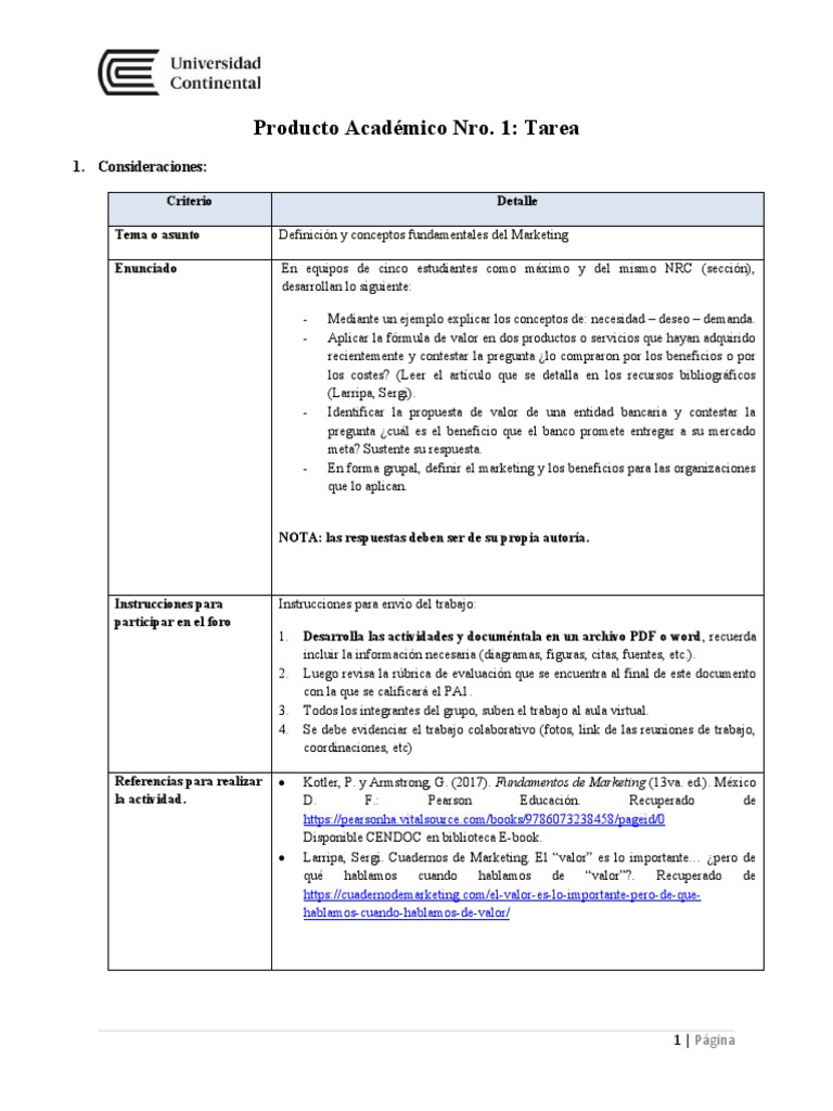 Producto Académico 01 Fundamentos de Marketing UI 2022 | PDF | Marketing | Economias